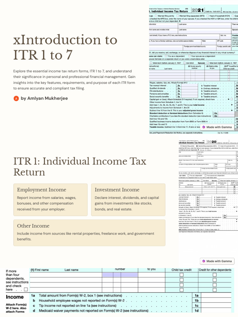 Xintroduction To ITR 1 To 7 | PDF | Taxes | Income
