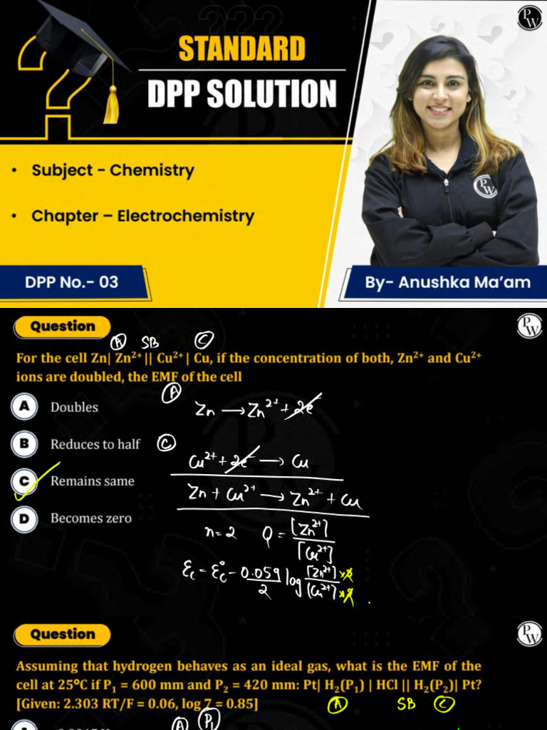 Electrochemistry Dpp 03 Solution Notes Pdf