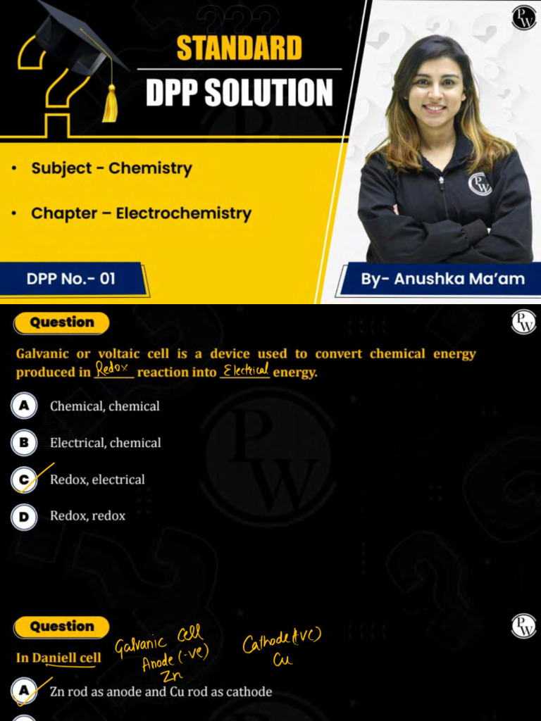 Electrochemistry - DPP 01 Solution Notes | PDF