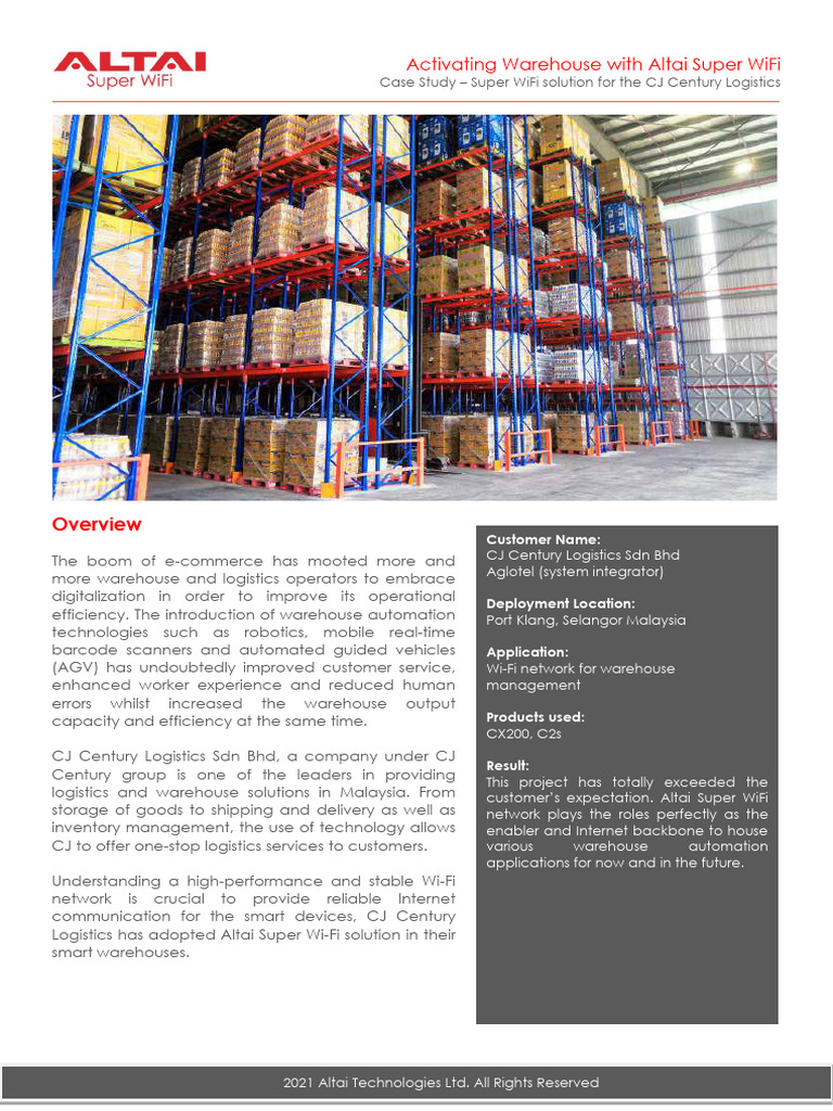 Case Study Activating Warehouse With Altai Super WiFi | PDF | Wi Fi ...