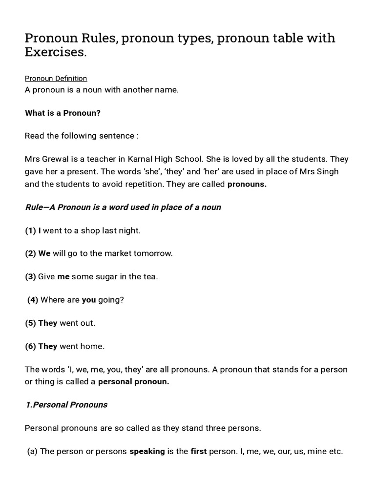 Types of Pronouns Explained | PDF | Pronoun | Grammatical Number