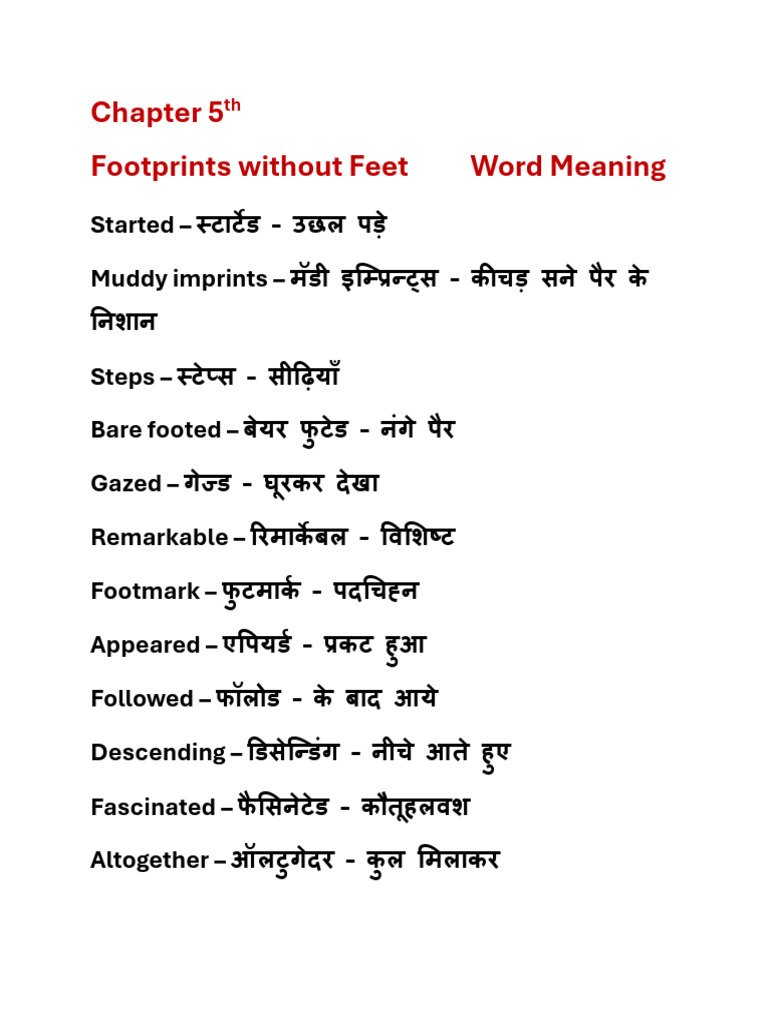 Ch-5 Footprints Word Meanings | PDF