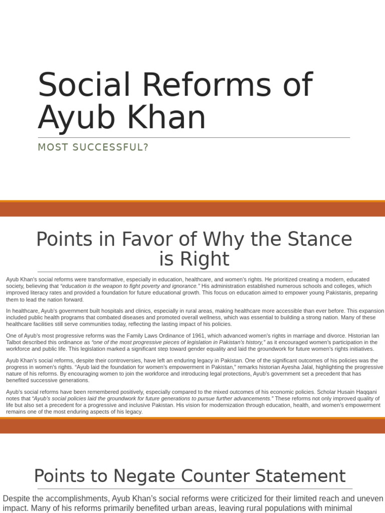Social Reforms of Ayub Khan | PDF | Pakistan | Women's Rights