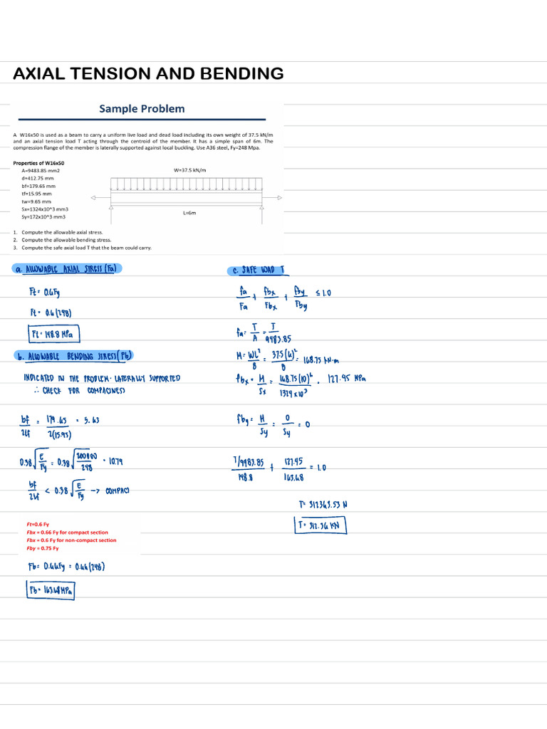 Axial and Bending | PDF