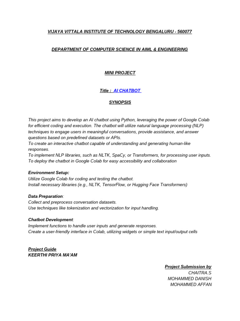 Synopsis of Mini Project | PDF