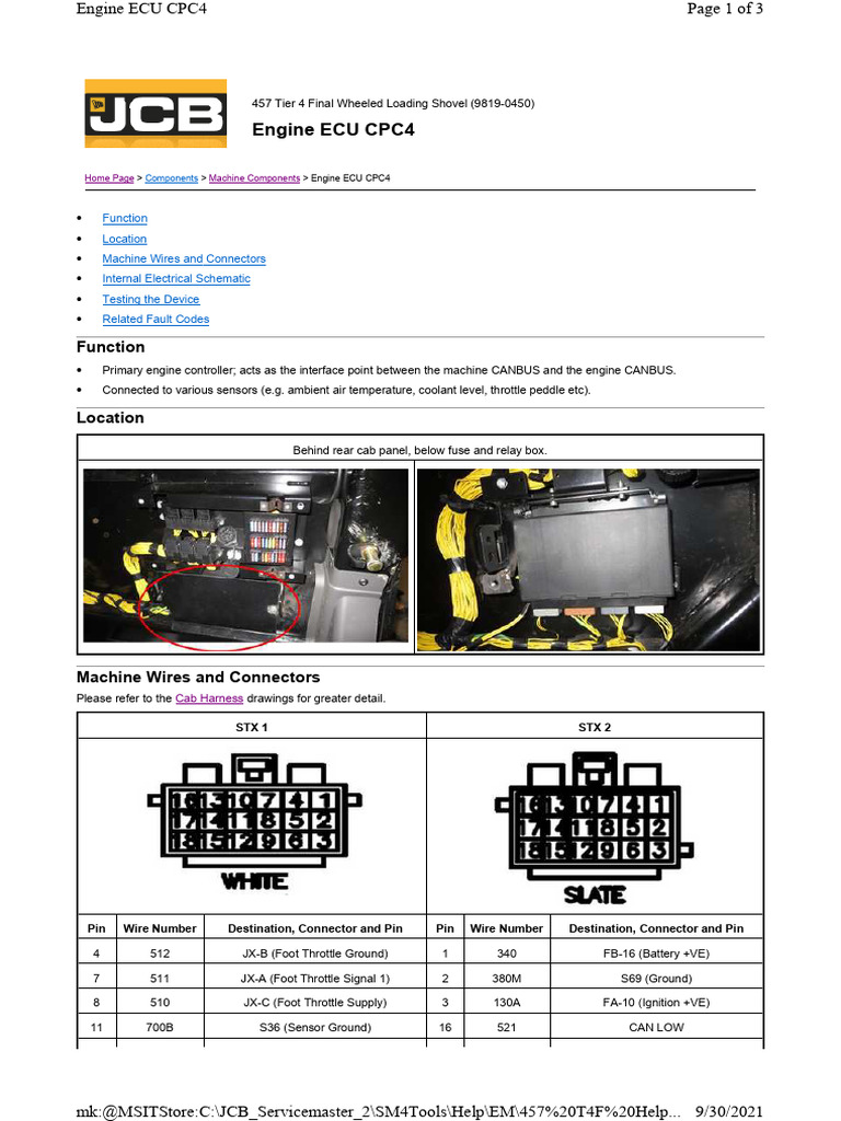 CPC ECU JCB | PDF | Throttle | Electrical Connector