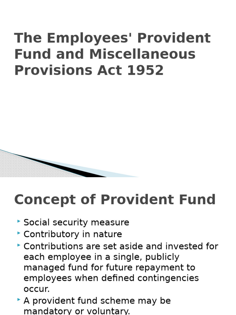 The Employees' Provident Fund and Miscellaneous Provisions | PDF