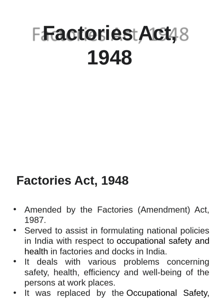 Factories Act 1948 | PDF | Occupational Safety And Health | Gear