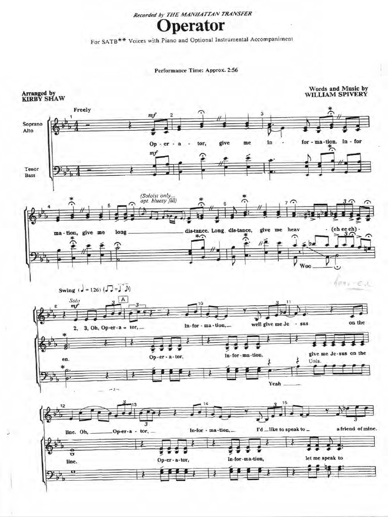 Operator_Shaw | PDF | Vocal Music | Elements Of Music
