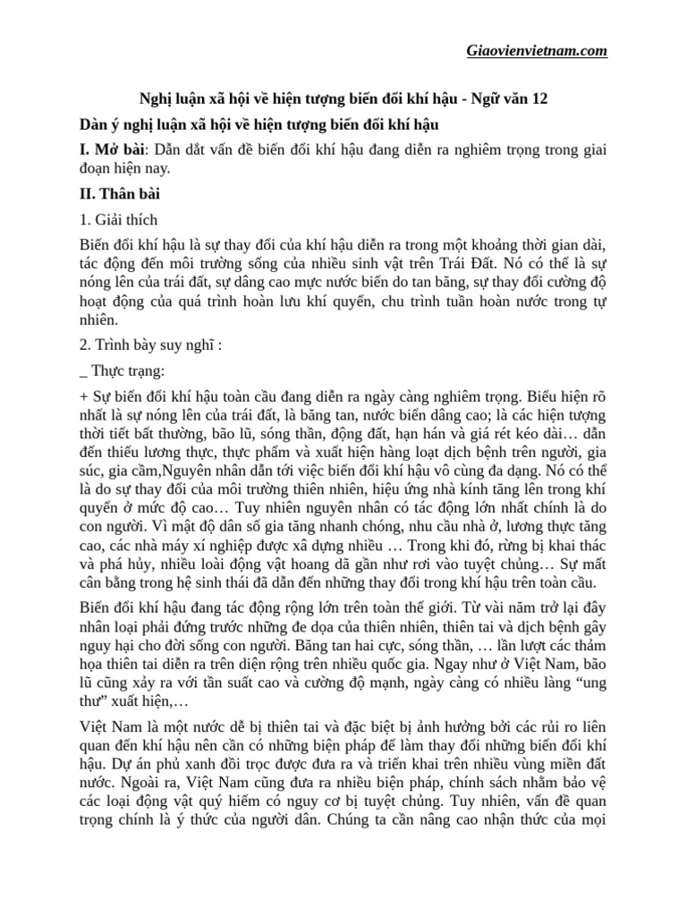 Nghi Luan Xa Hoi Ve Hien Tuong Bien Doi Khi Hau | PDF