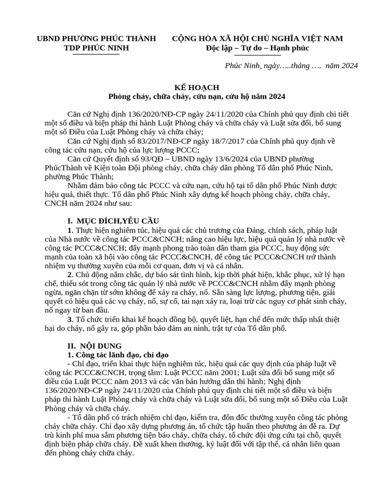 KH PCCC 2024 hoàn chỉnh | PDF