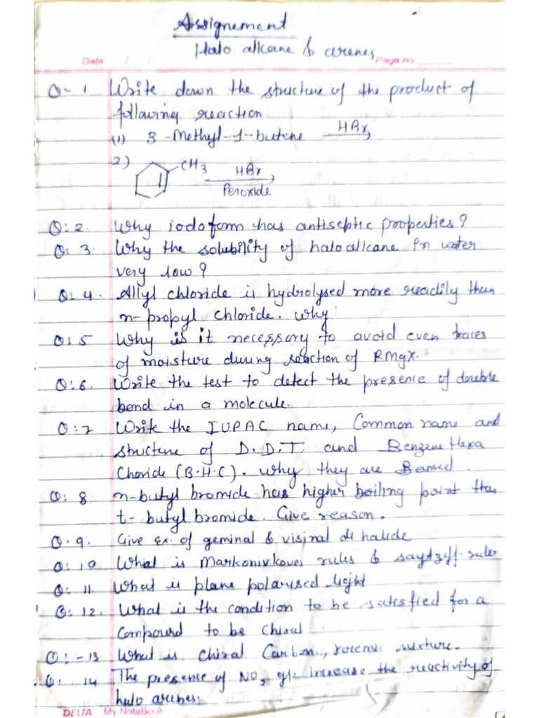 Assignment of Organic Class 12 | PDF