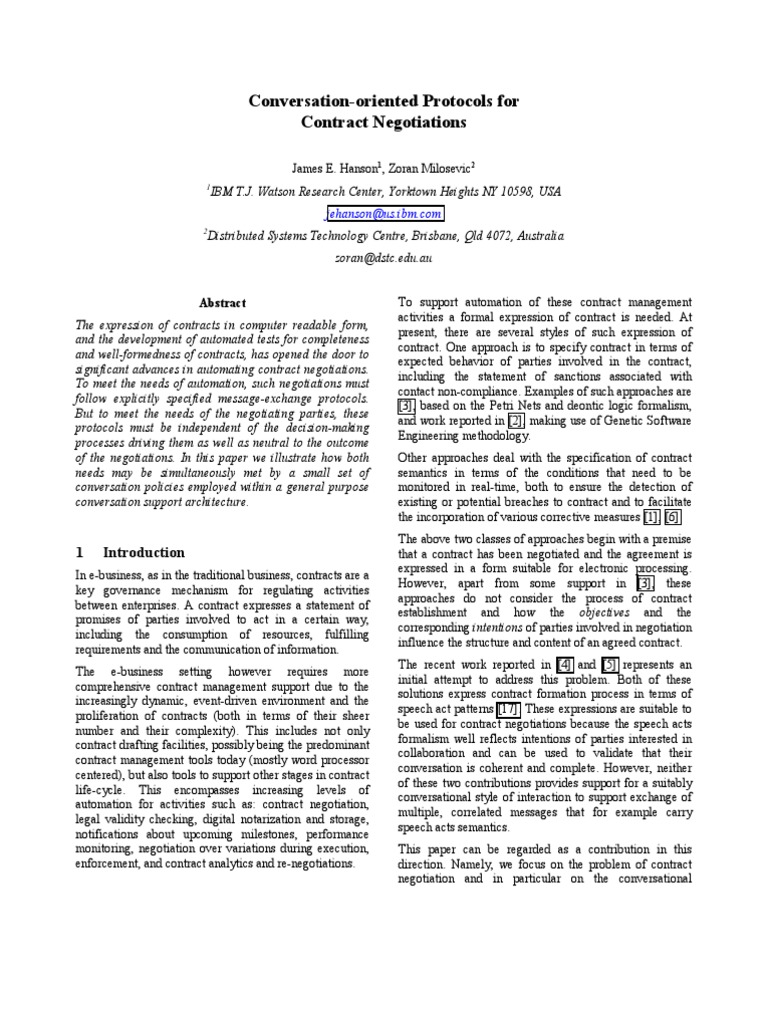 Conversation-Oriented Protocols For | PDF | Negotiation ...