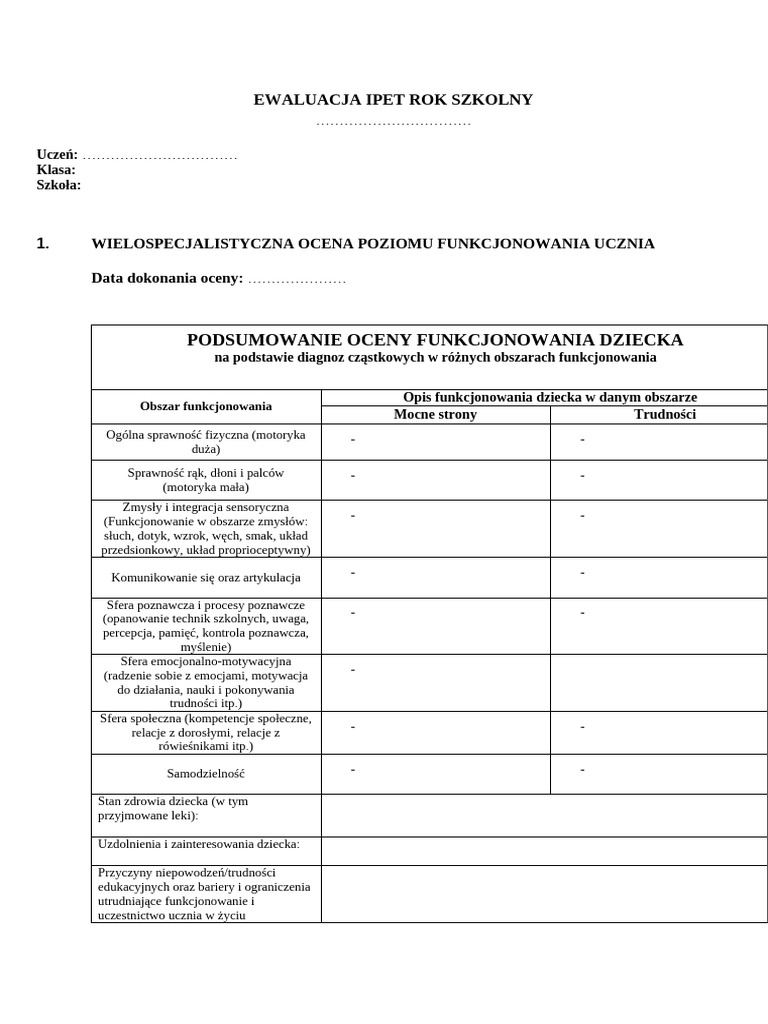 Ewaluacja IPET (E) | PDF