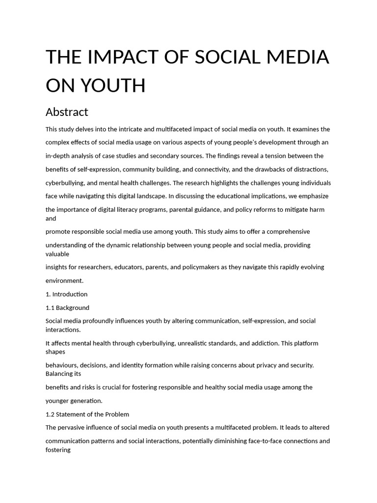 The Impact of Social Media On Youth | PDF | Popular Culture & Media ...