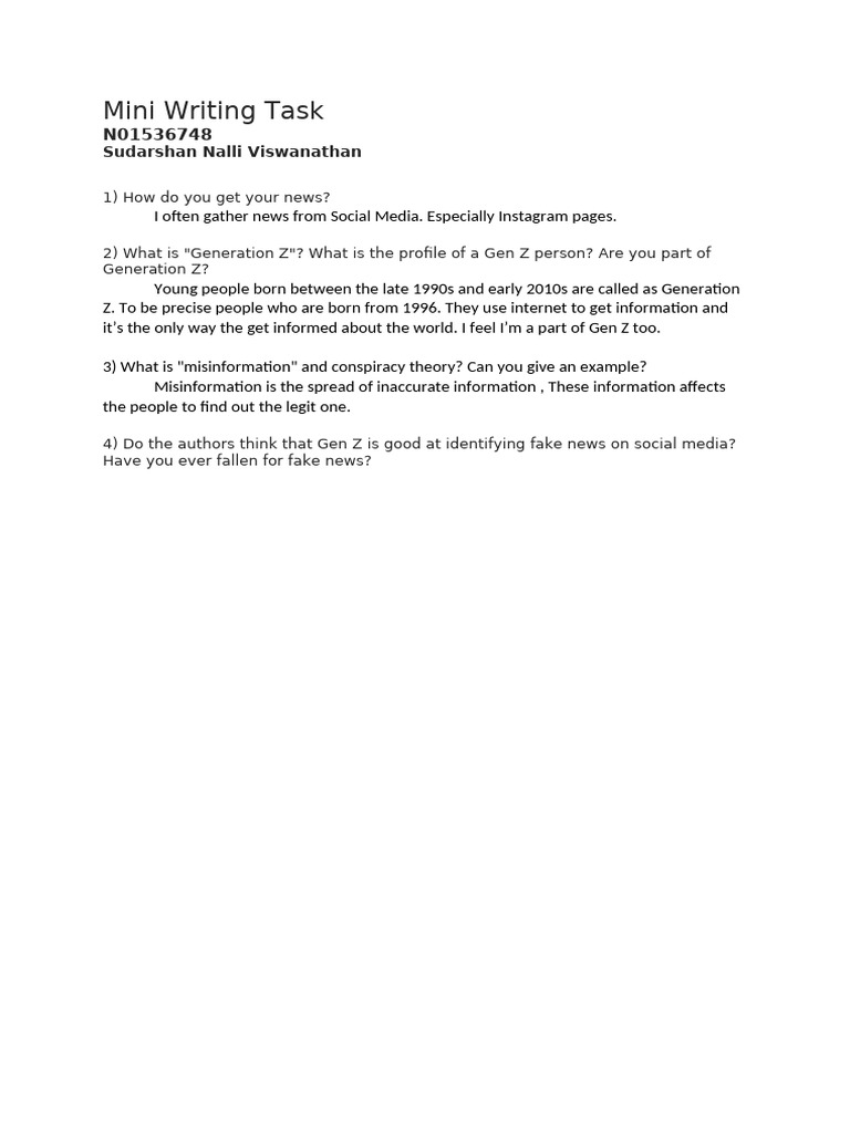 Mini Writing Task | PDF