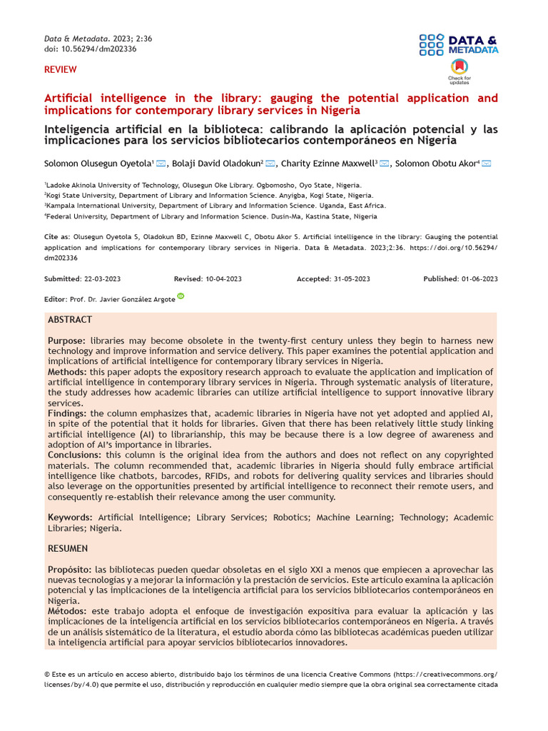 Artificial Intelligence in The Library G | PDF | Artificial ...