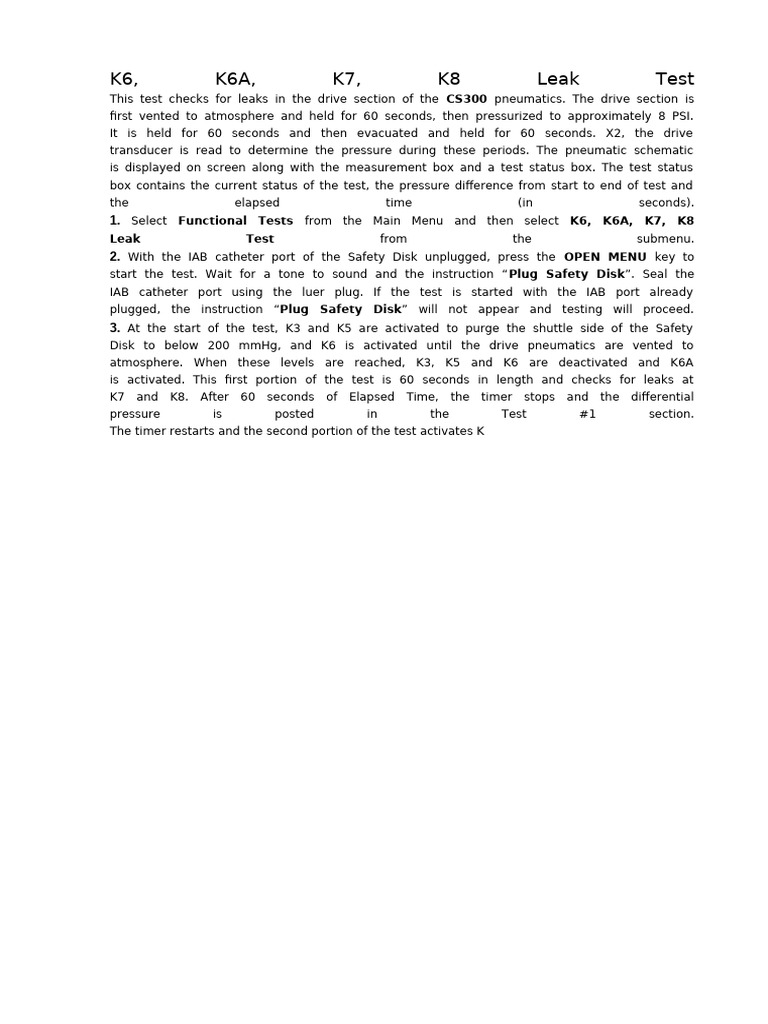 K6, K6A, K7, K8 Leak Test | PDF