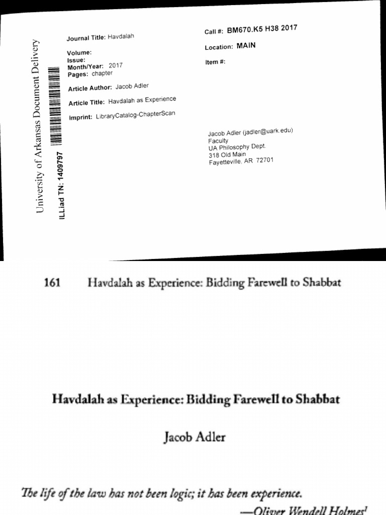Jacob Adler Havdalah - As - Experience | PDF
