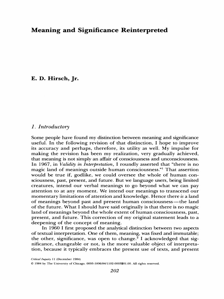 Meaning and Significance Reinterpreted | PDF | Hermeneutics