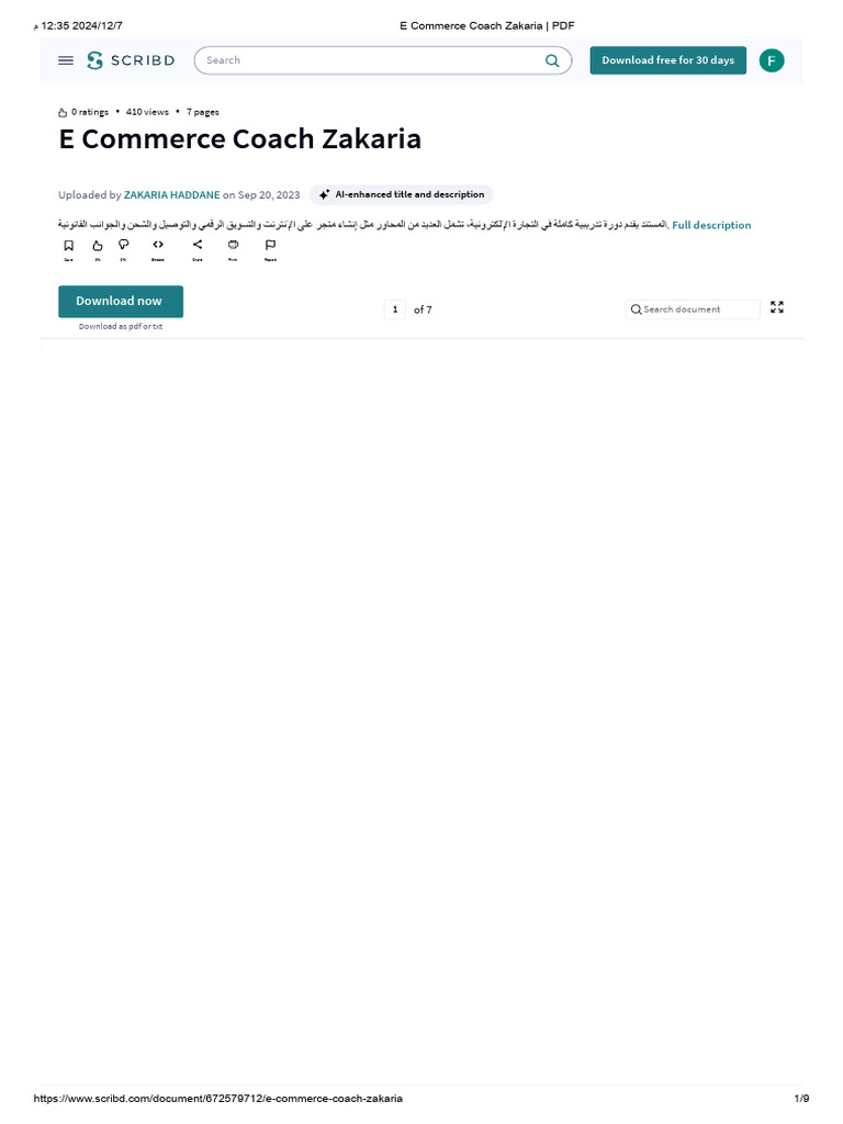 E Commerce Coach Zakaria - PDF | PDF | Scribd | E Commerce