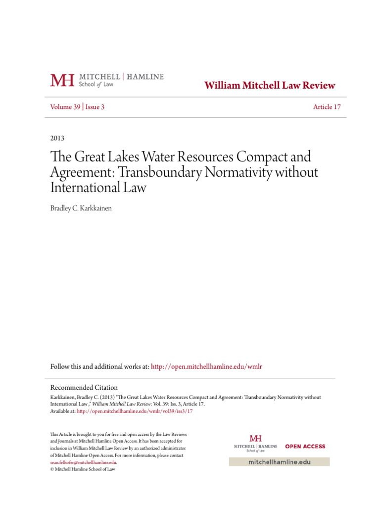 Great Lakes Water Compact Analysis | PDF | Treaty | Great Lakes