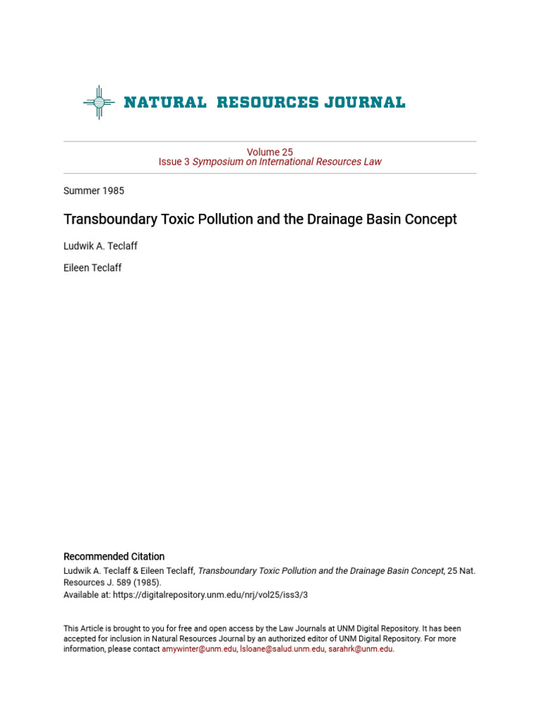 Transboundary Toxic Pollution and the Drainage Basin Concept | PDF ...