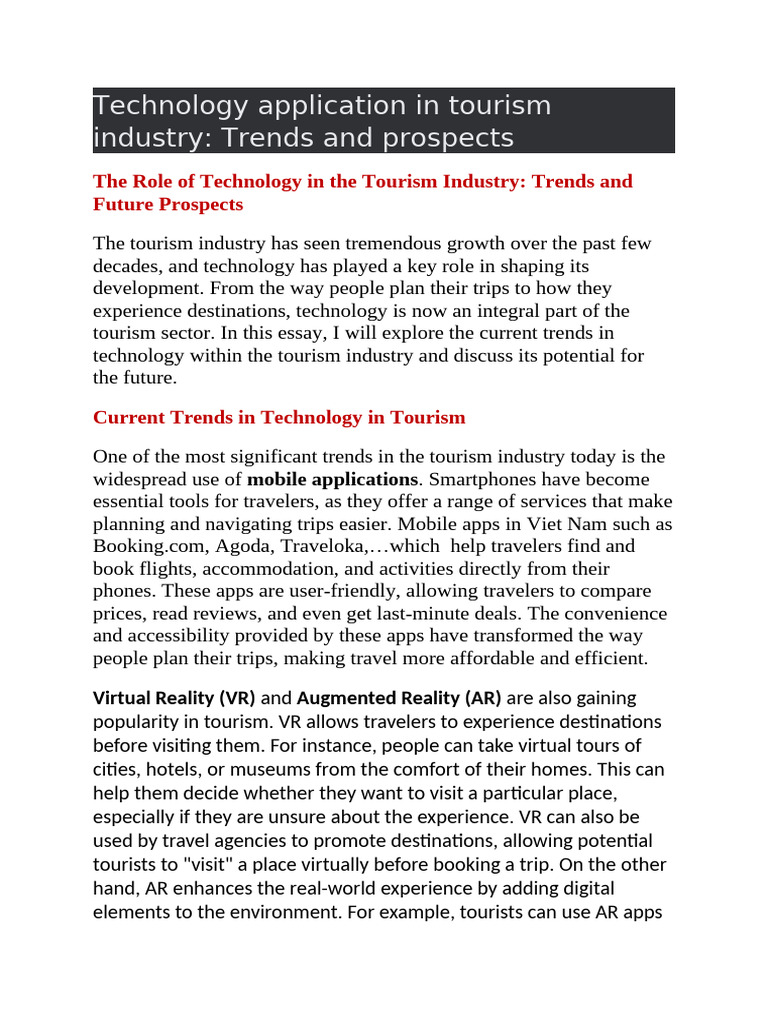 Technology Application in Tourism Industry | PDF | Internet Of Things ...