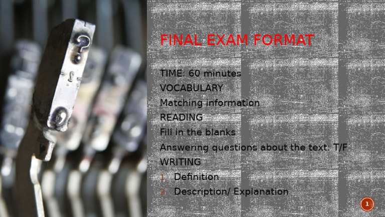 Final Exam Format | PDF