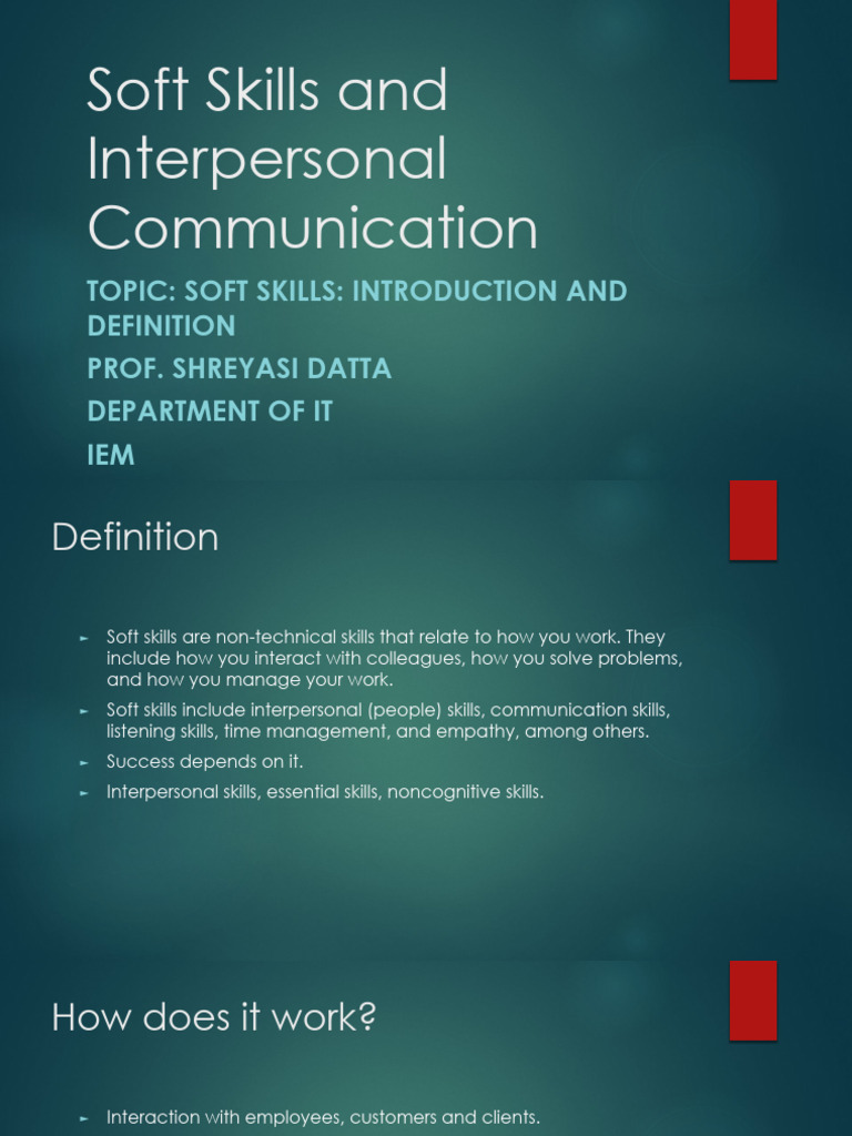 Soft Skills and Interpersonal Communication Lec 1-2 | PDF | Skill | Communication