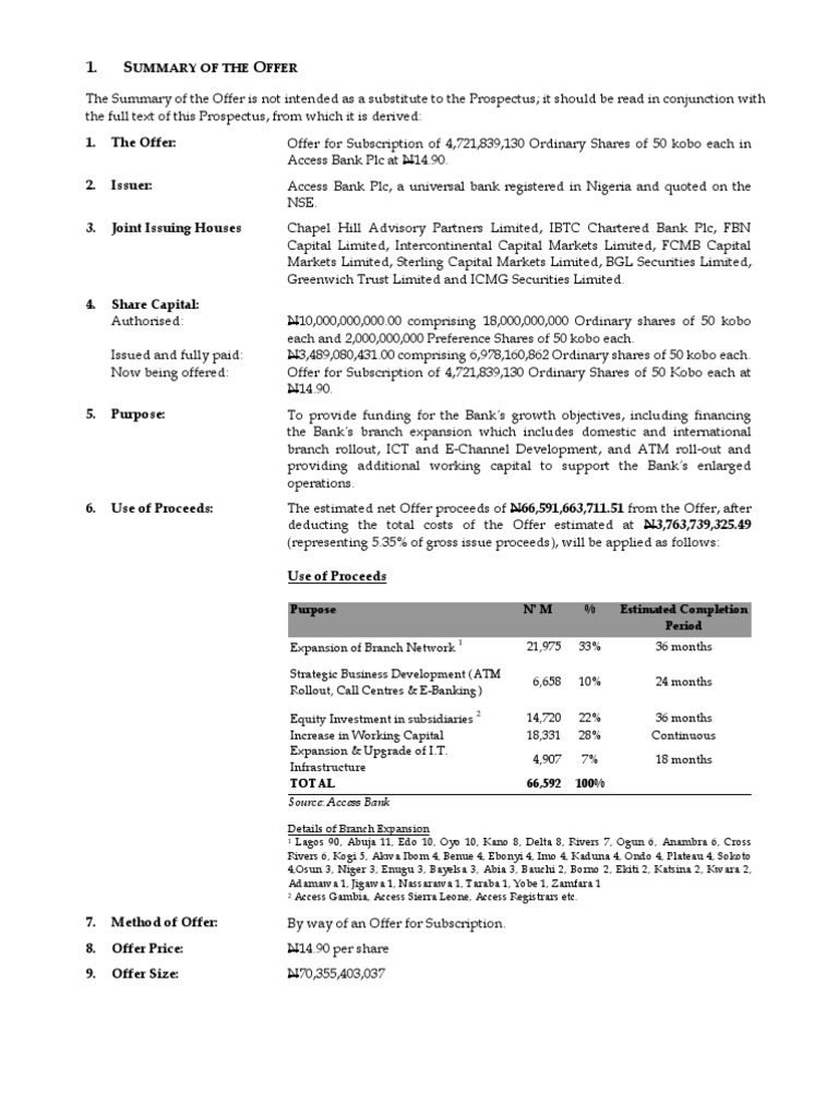 Access Bank Abridged Prospectus | PDF | Audit Committee | Banks