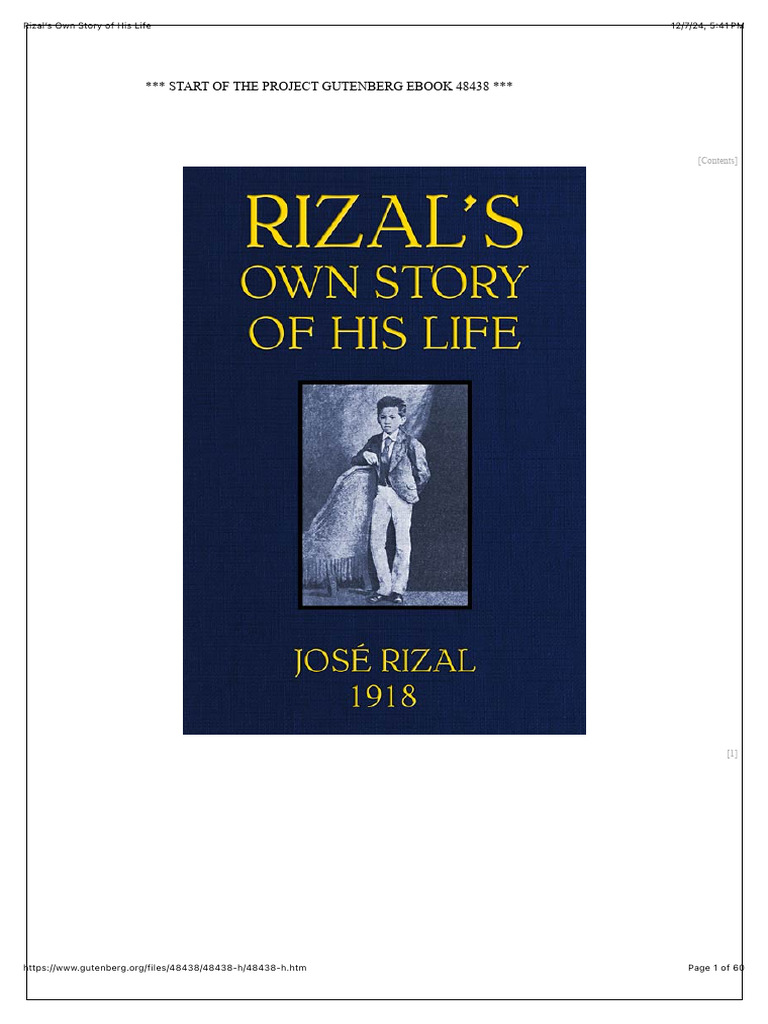 Rizal's Own Story of His Life | PDF