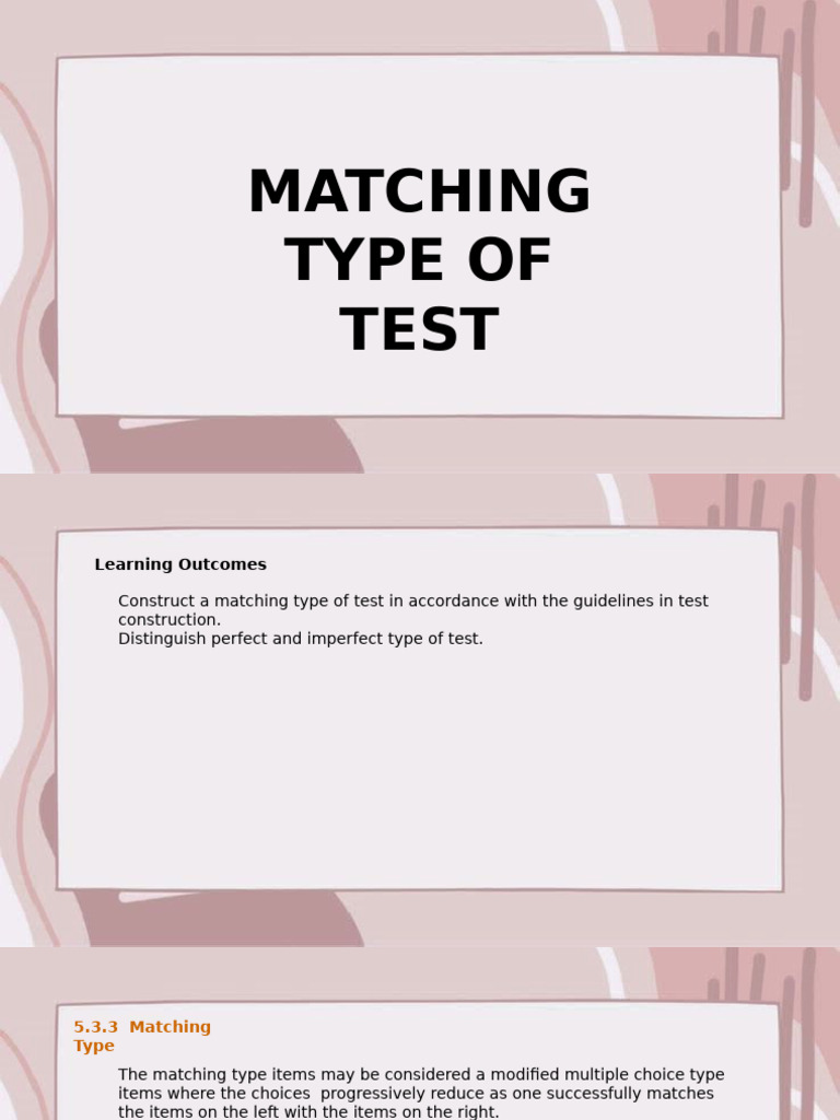 MATCHING-TYPE | PDF | Learning