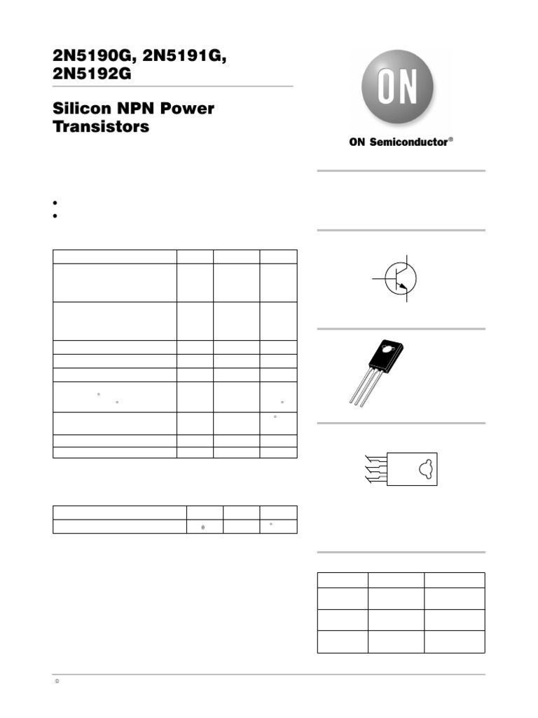 Datasheets - 2n5191g Bjt Npn 4a | PDF | Bipolar Junction Transistor ...