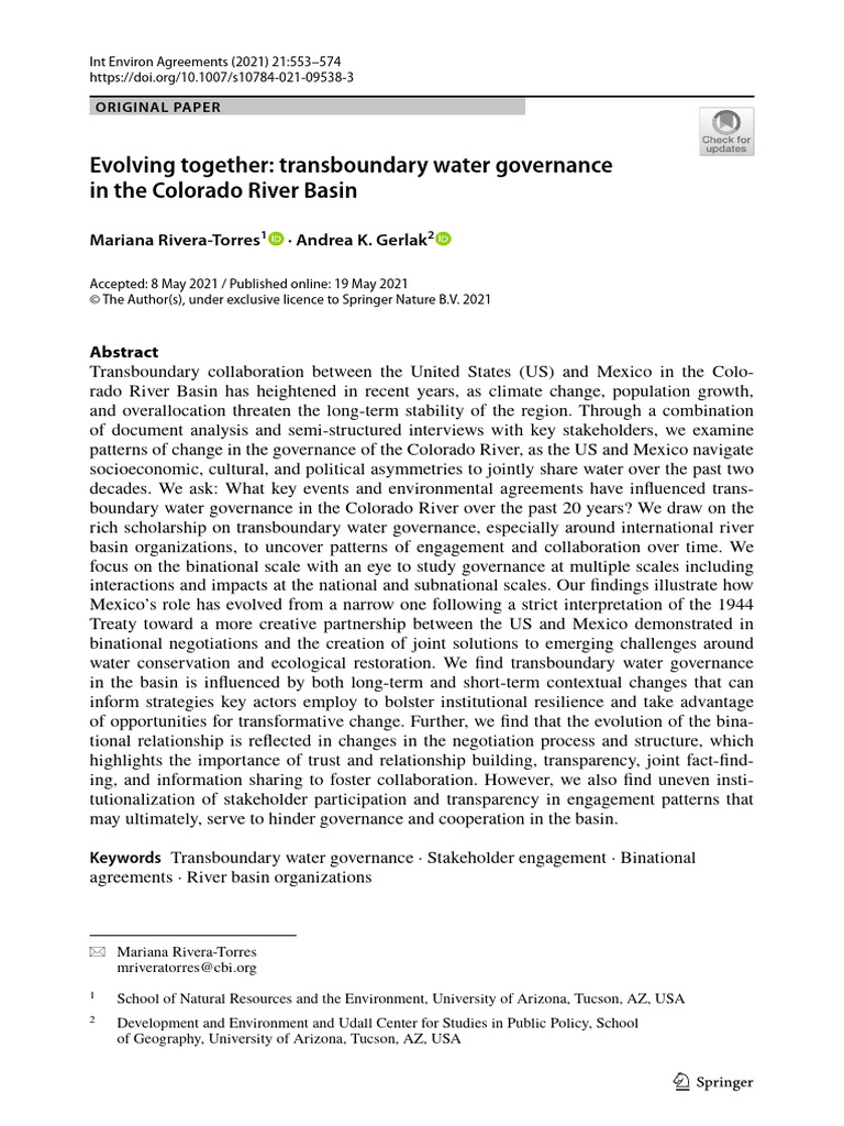Transboundary Water Governance | PDF | Colorado River | Governance