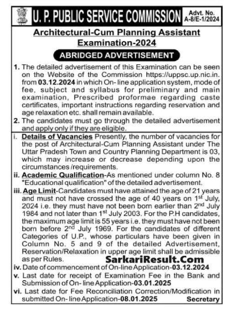 Uppsc Pa Dec24 Notice | PDF