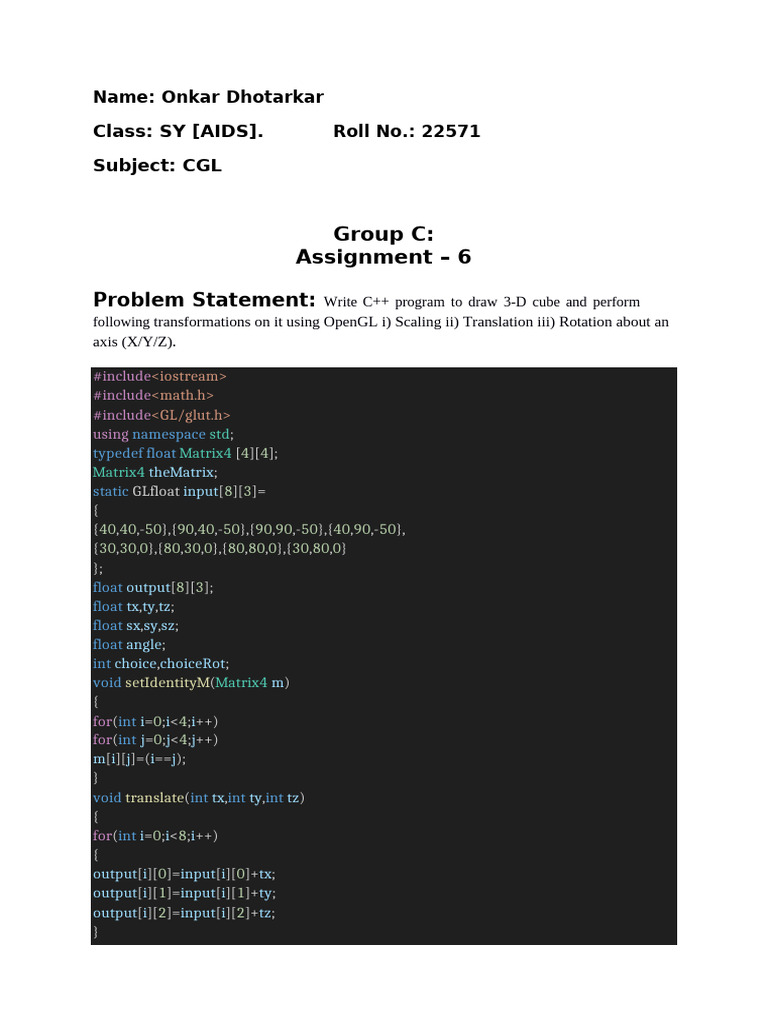 CGL - 22571 - Onkar Dhotakar C 6 | PDF | Computer Programming | C++