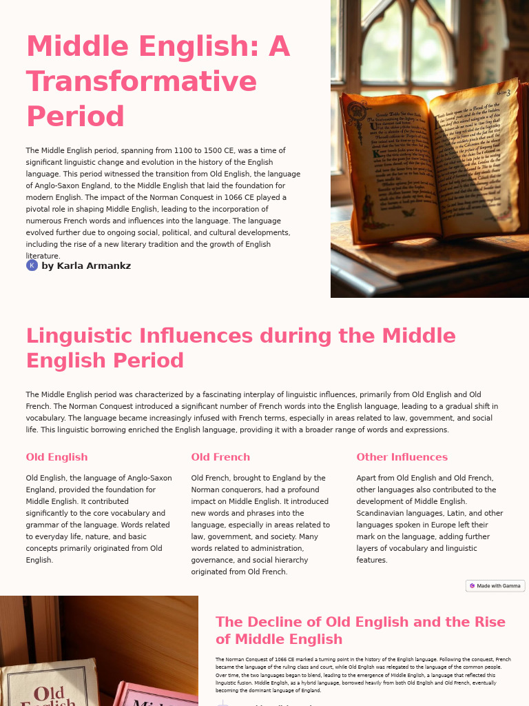 Middle English a Transformative Period | PDF | English Language | Dialect