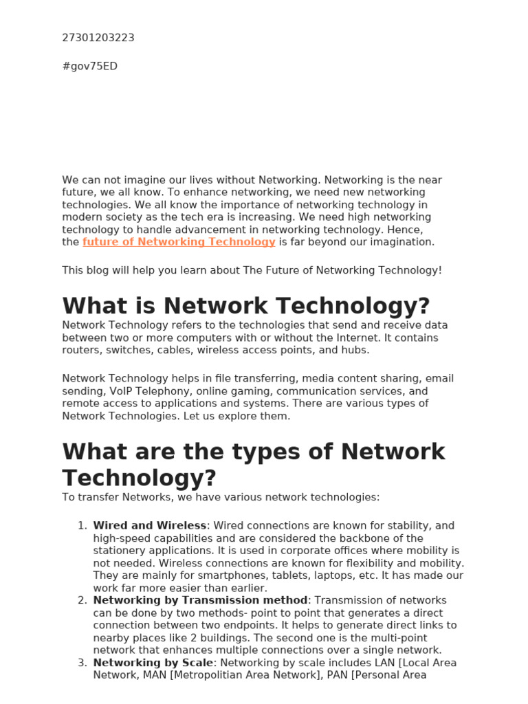 The Future of Networking Technology | PDF | Computer Network | Internet Of Things