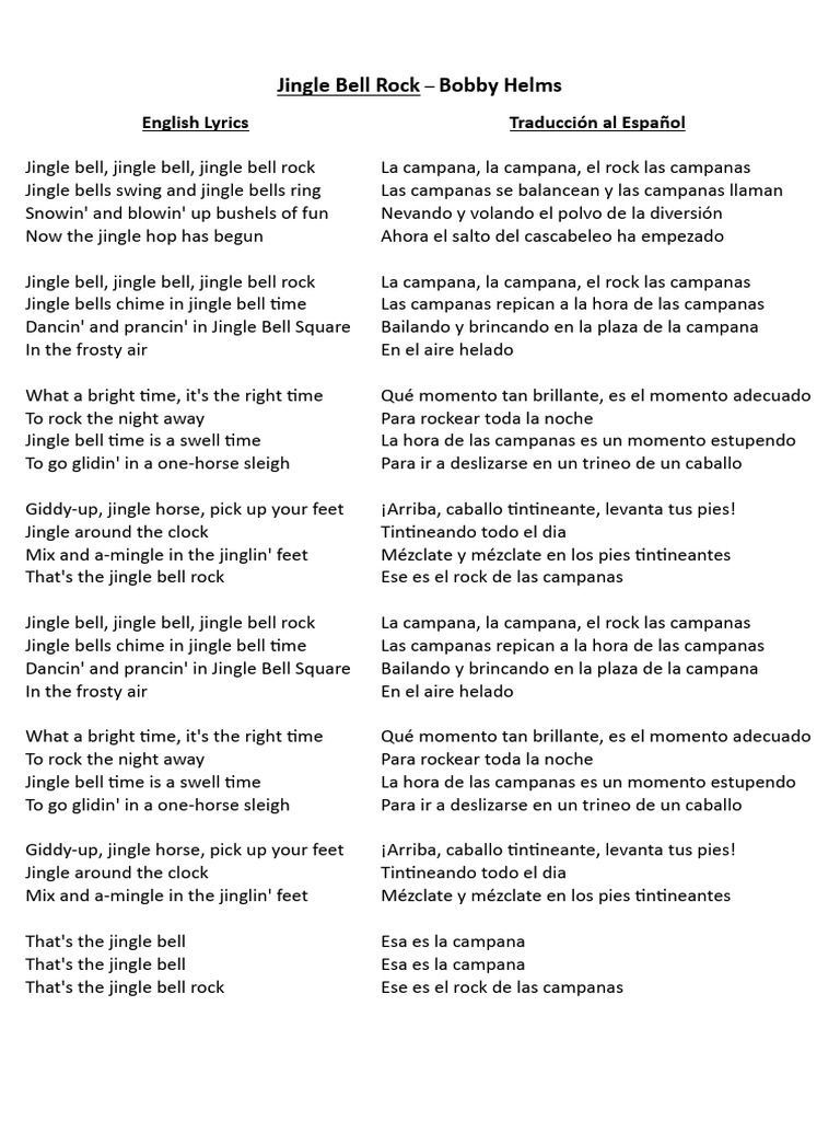 Jingle Bell Rock - Bobby Helms - Letra Max | PDF