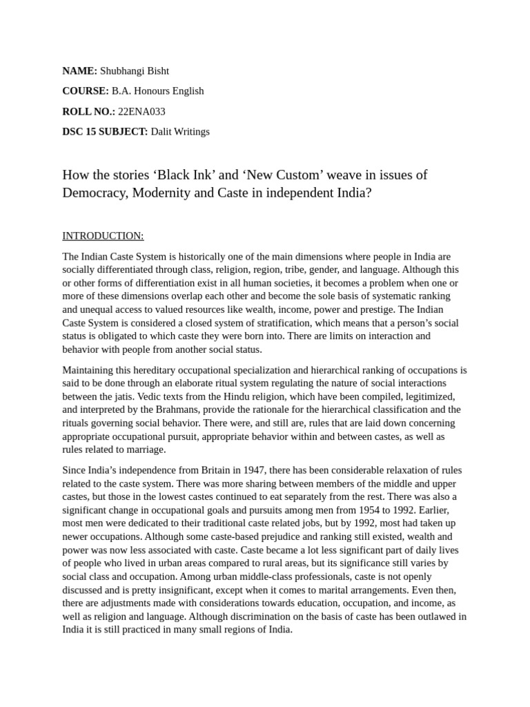 Dalit Lit Stories Analysis 1 | PDF | Caste | Liberal Arts Education