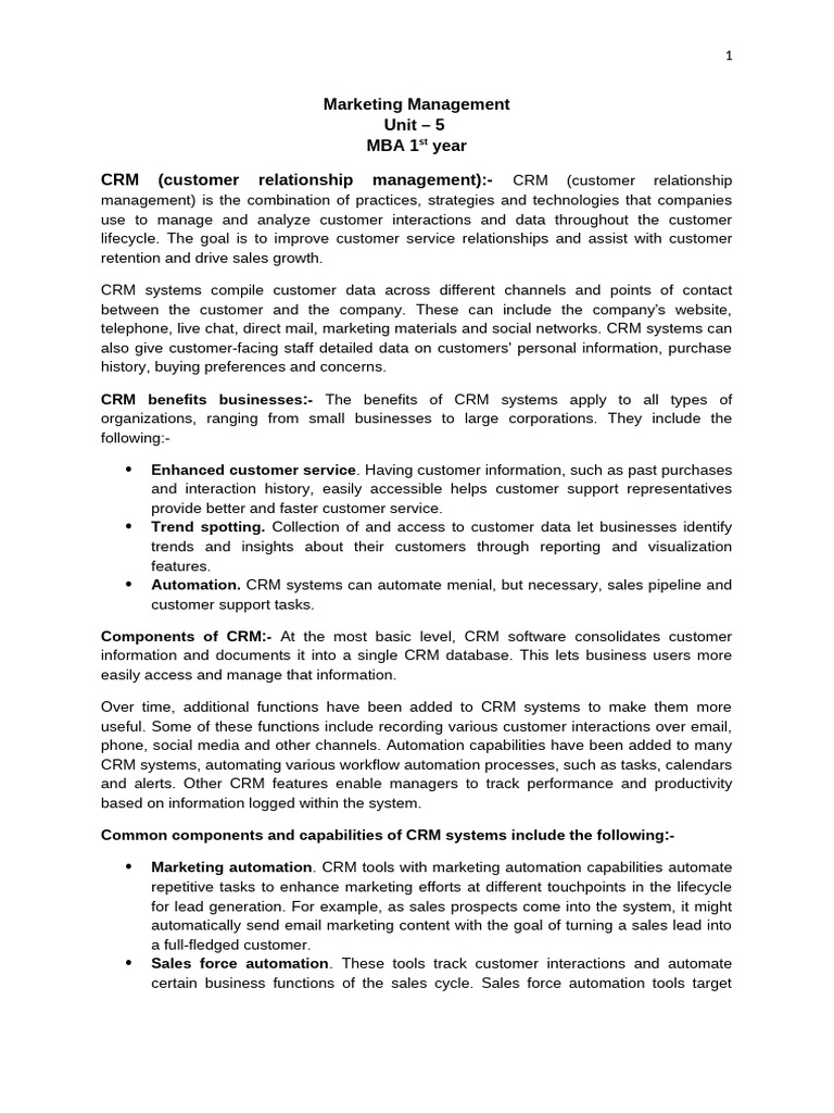 Unit 5 CRM | PDF | Customer Relationship Management | Agile Software Development