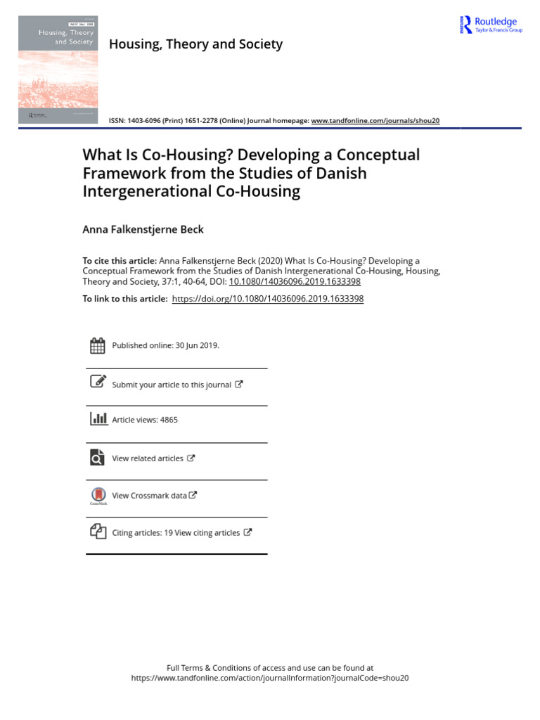 What Is Co-Housing Developing A Conceptual Framework From The Studies ...