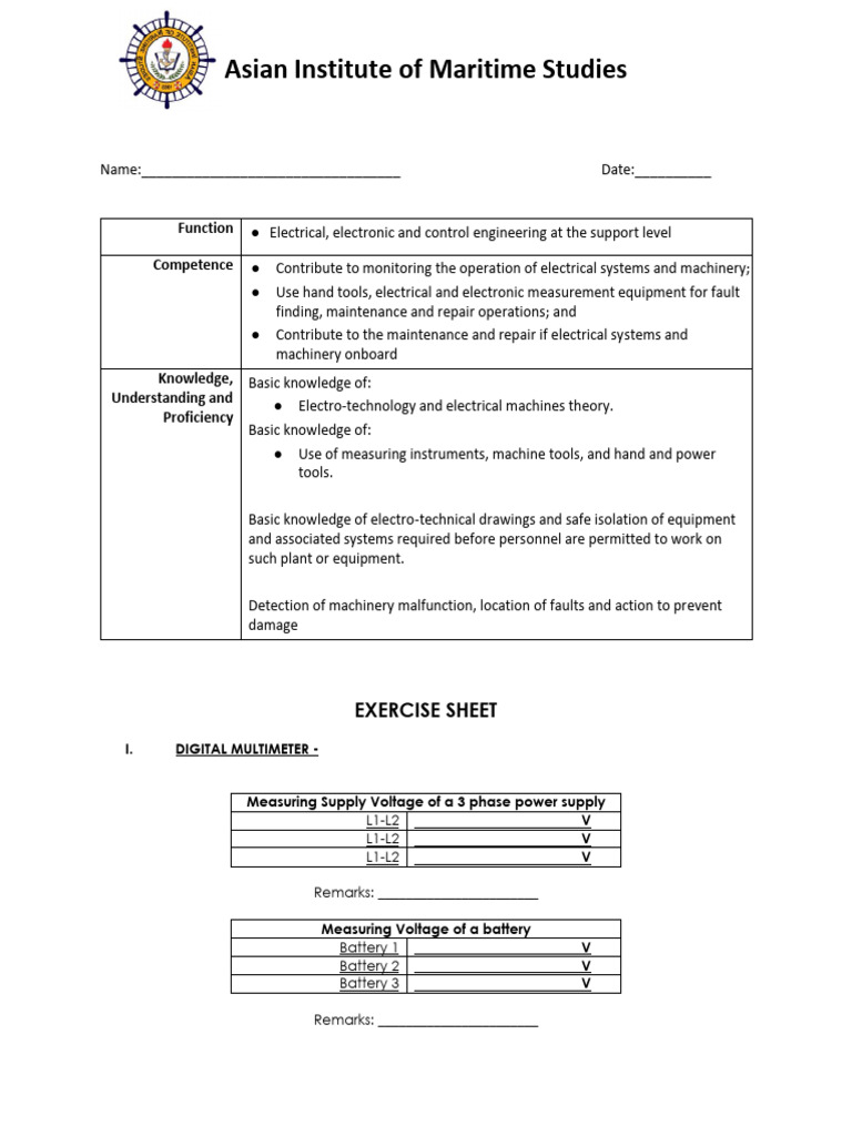 Exercise Sheet Aims 1 | PDF | Power Supply | Fuse (Electrical)