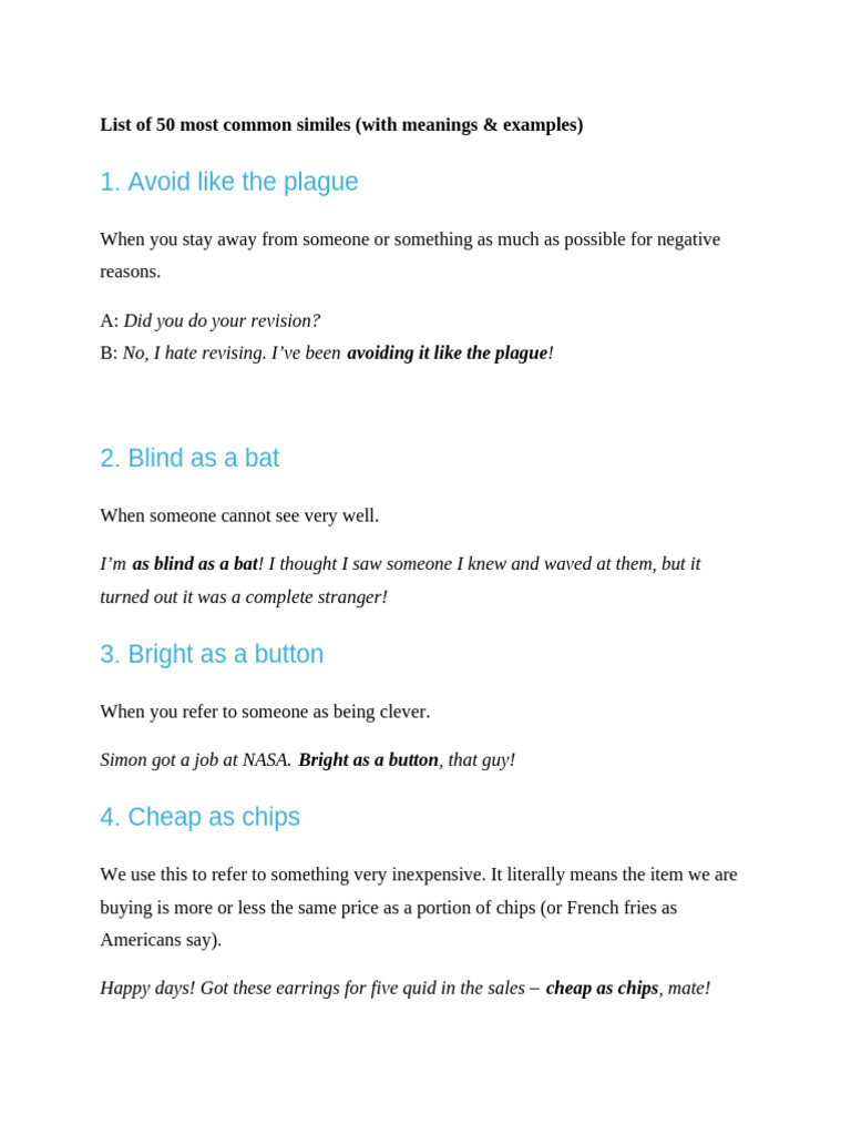 English Similes Explained | PDF