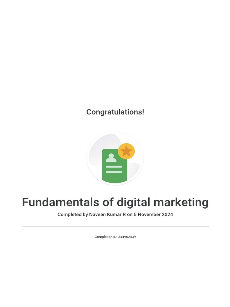 Fundamentals of Digital Marketing Certificate | PDF