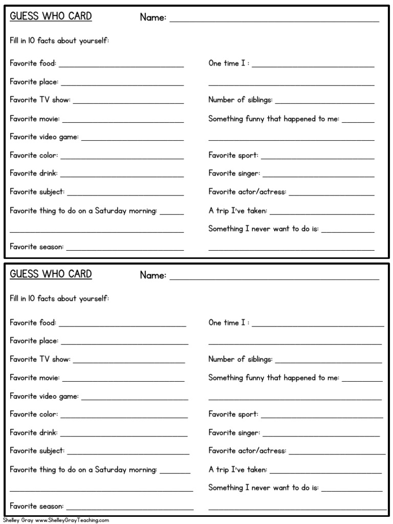 BacktoSchoolGuessWhoCardsTimeFillerGettingtoKnowYouActivity 1 | PDF