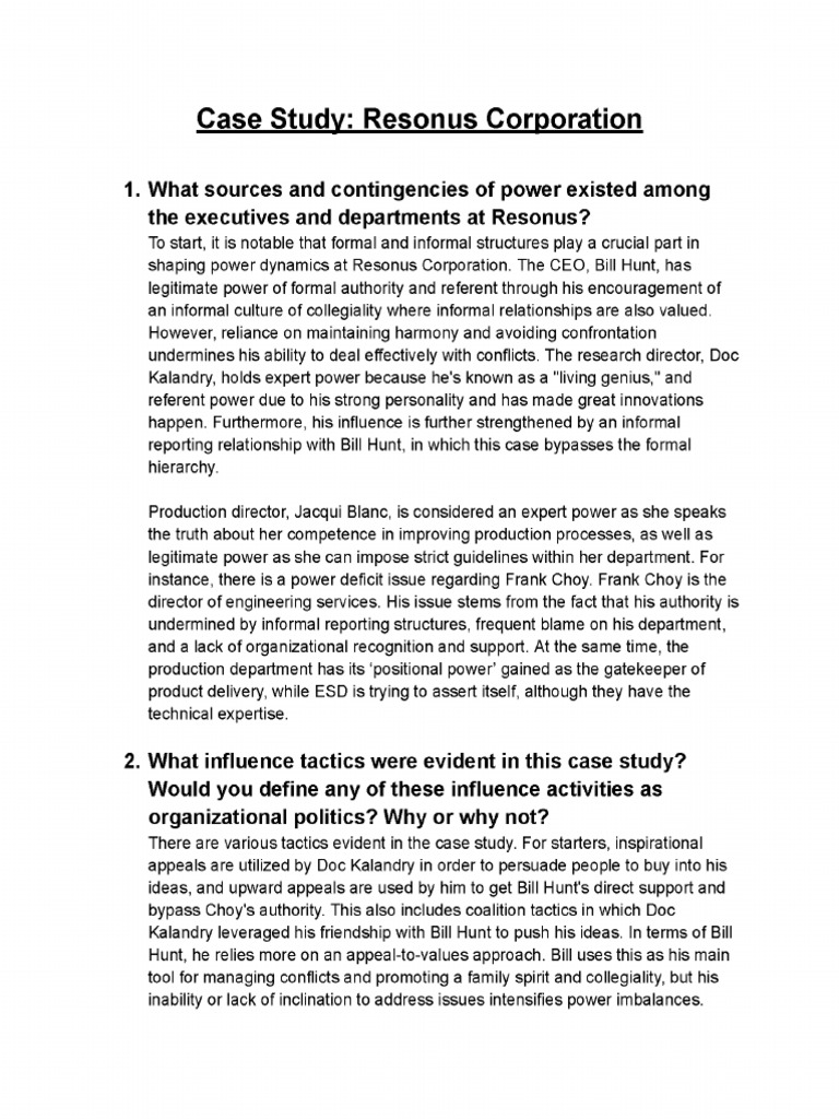 Case Study Resonus Corporation | PDF