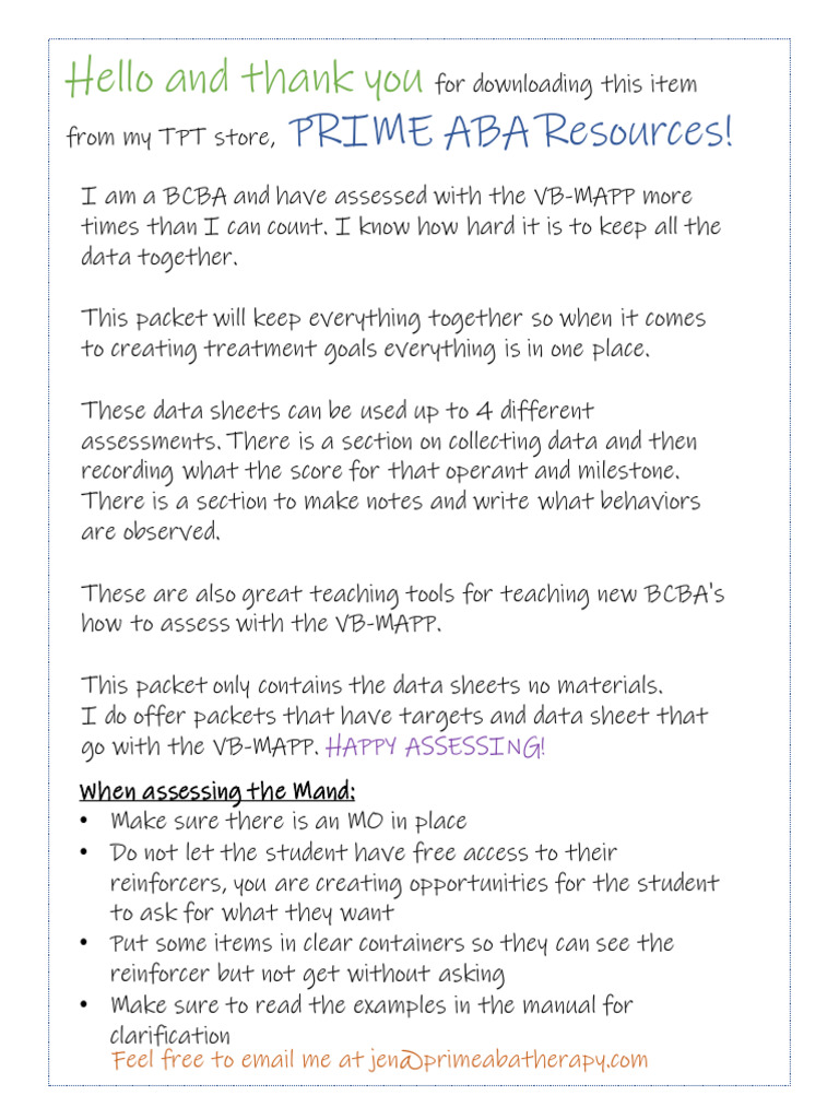 VB-MAPP Data Sheets for BCBAs | PDF | Reinforcement | Psychology
