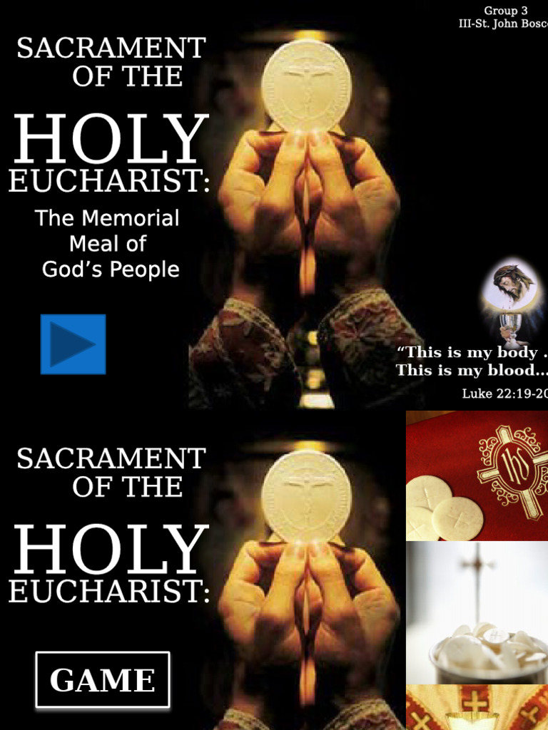 Sacrament of The: Eucharist | PDF | Eucharist | Last Supper